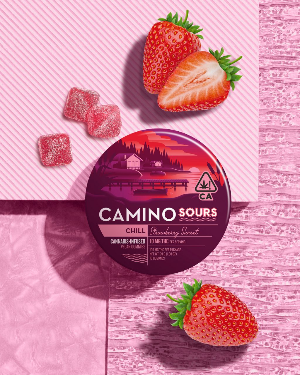 Camino Sours Strawberry Sunset Cannabis-Infused Gummies | Kiva Confections
