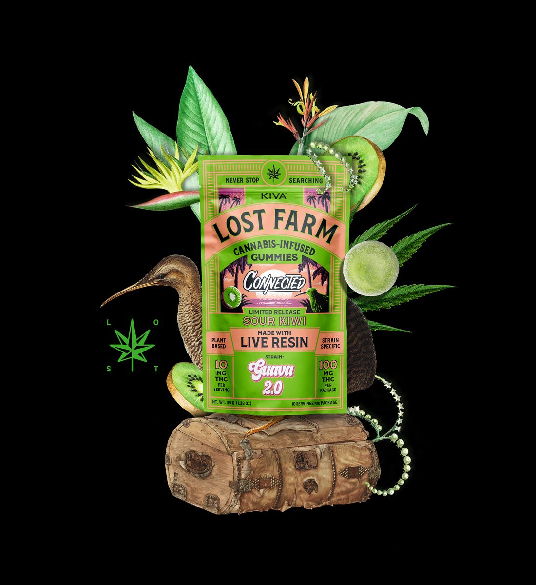 10mg Sour Kiwi x Guava 2.0 Live Resin Gummies | Kiva Confections