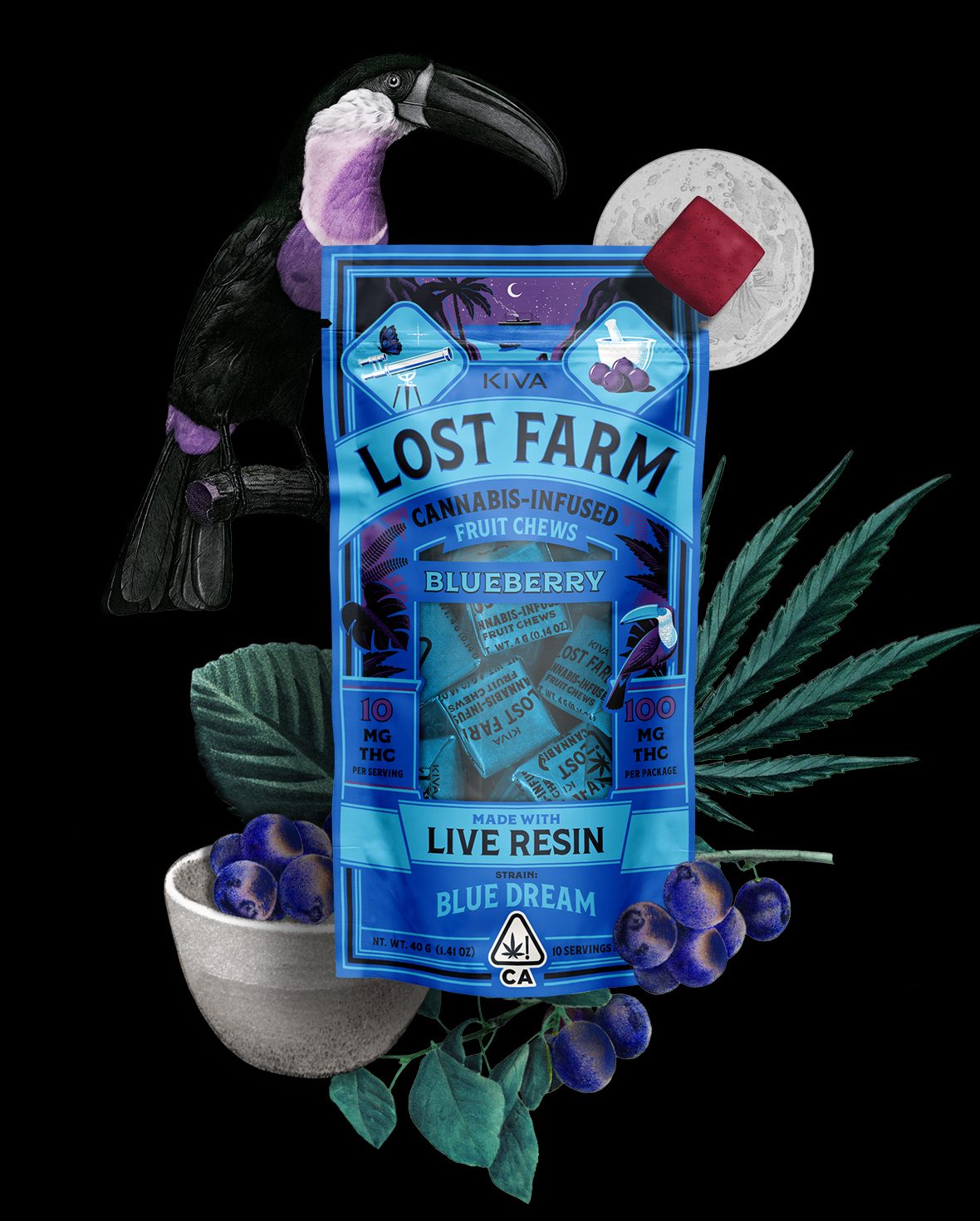 Lost Farm Blueberry x Blue Dream Cannabis Chews | Kiva Confections