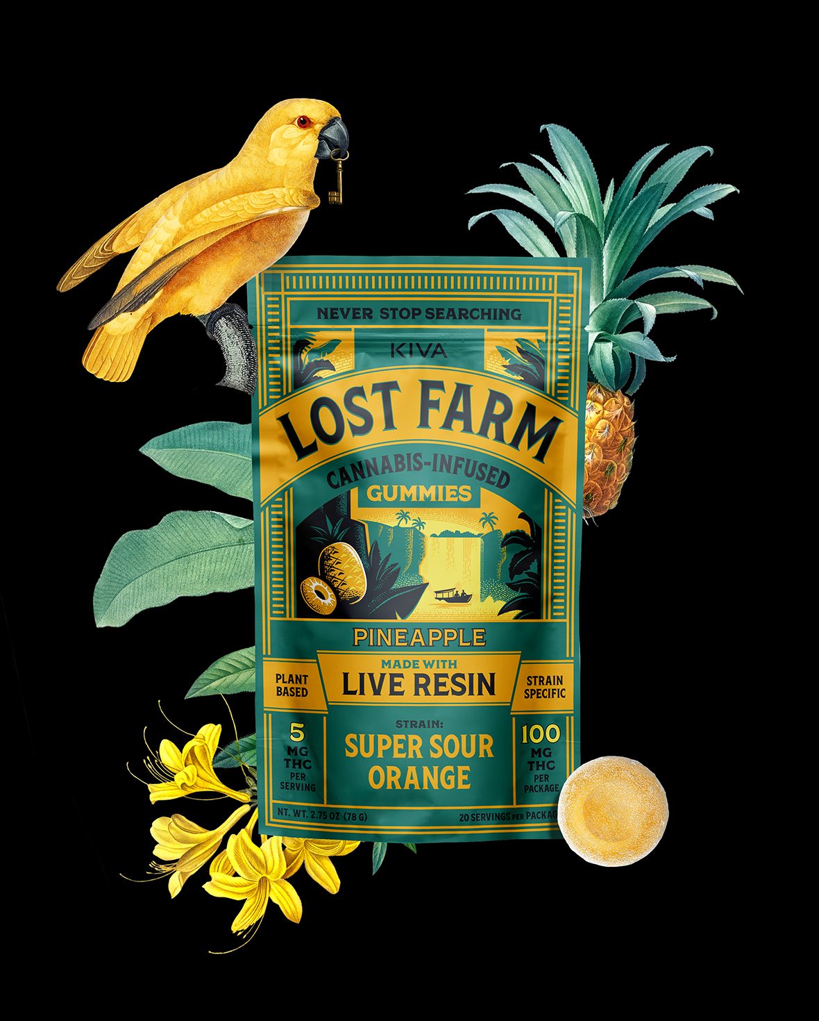 Lost Farm Pineapple x Super Sour Orange Gummies | Kiva Confections