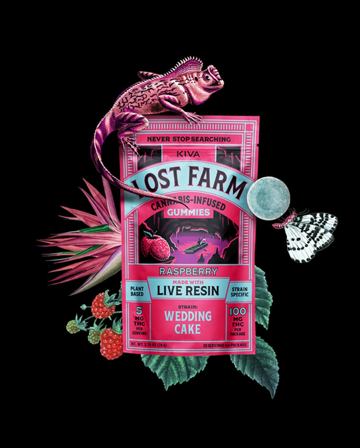 Lost Farm 5mg Raspberry x Wedding Cake Cannabis Gummy Edibles | Kiva ...