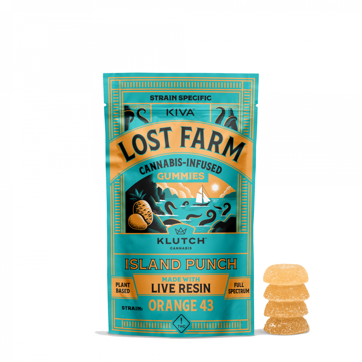 Lost Farm Island Punch/Orange 43 Live Resin Gummies | Kiva Confections