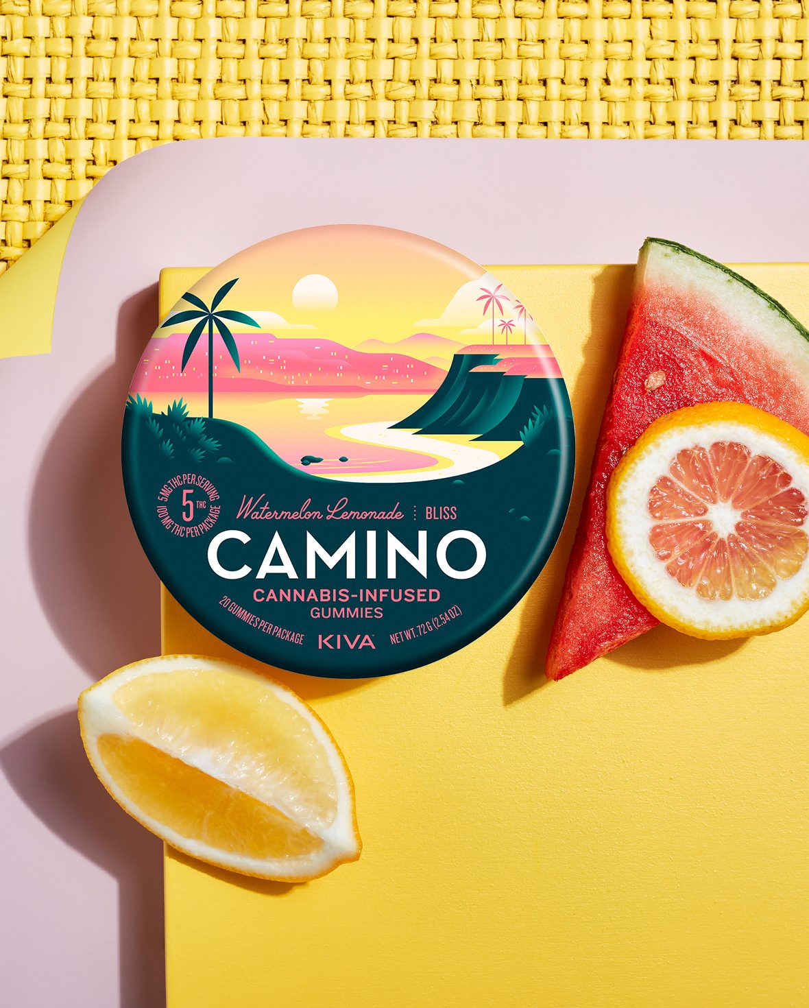 Camino 5mg THC Watermelon Lemonade Gummies Kiva Confections Camino 5mg THC Watermelon Lemonade Gummies Kiva Confections